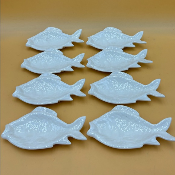 Dining | Vintage Fish Seafood Sauce Dishes In White Ceramic Beach Lake ...